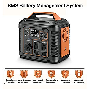SBAOH Portable Power Station, 300W 296Wh Solar Generator Quick Charge / 110V AC Outlets/DC Ports and LED Flashlight, Lithium Battery Backup for Home Outdoor Travel Camping Blackout