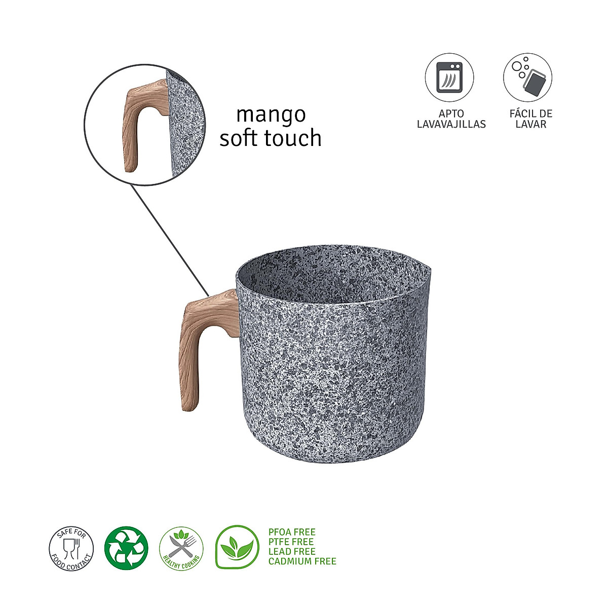 HUDSON Forged Nonstick Milk Pot Cookware, Pots and Pans, 1.8 QT, Dishwasher Safe, Granite