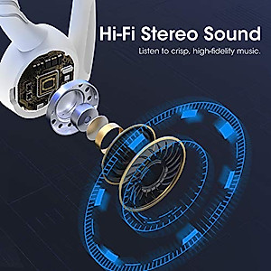 APEKX True Wireless Earphones with Charging Case IPX 7 Waterproof Over Ear Bluetooth Headphones Built-in Mic Deep Bass Headset for Sport Running - White