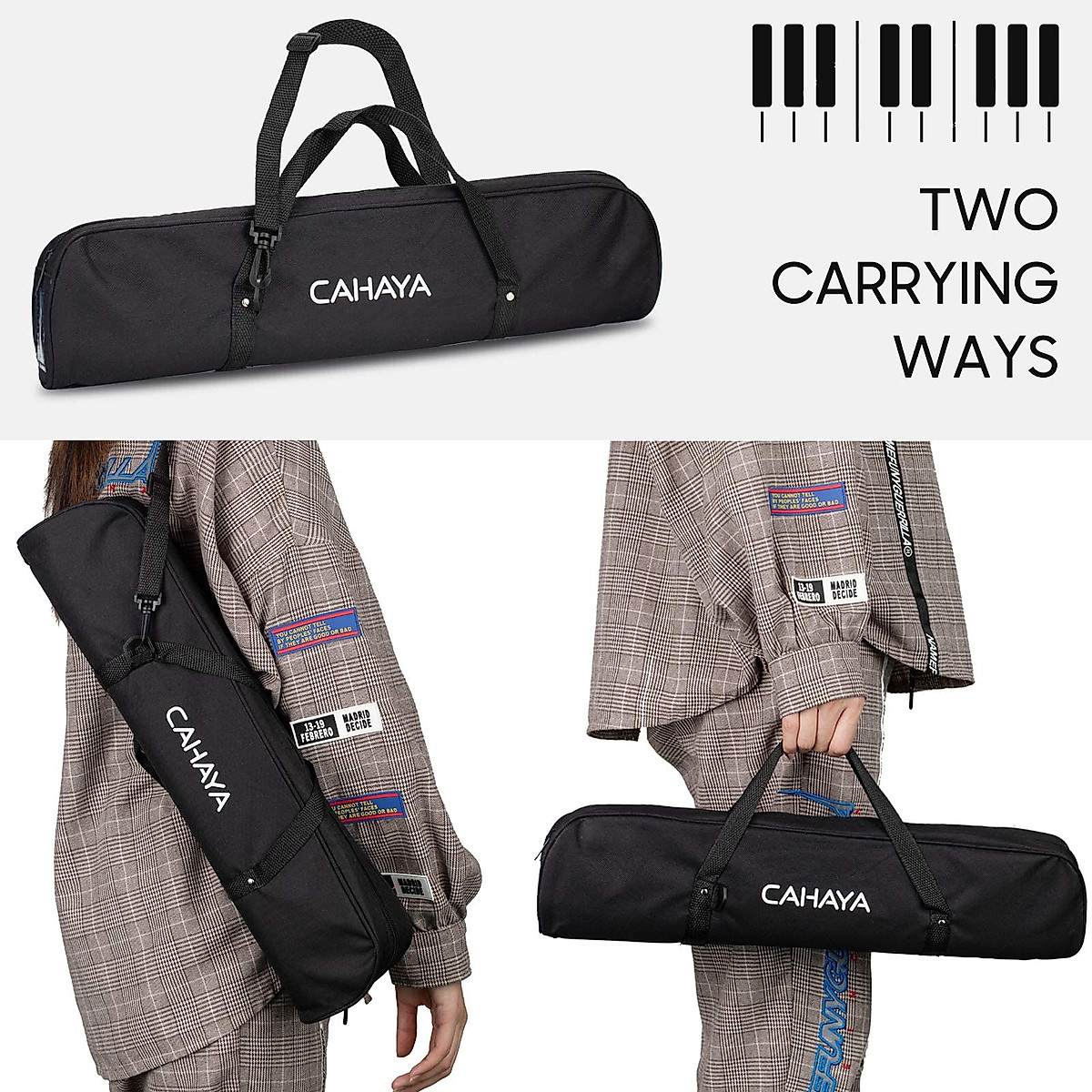 CAHAYA Melodica 32 Keys Double Tubes Mouthpiece Air Piano Keyboard Musical Instrument with Carrying Bag 32 Keys, Black, CY0050-1
