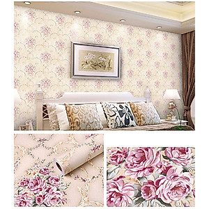 17.7x117 Inches European Style Self Adhesive Decorative Floral Shelf Drawer Liner Paper Wallpaper for Furniture Cabinets Dresser Drawer Table Vanity Walls Arts Crafts Decal Removable