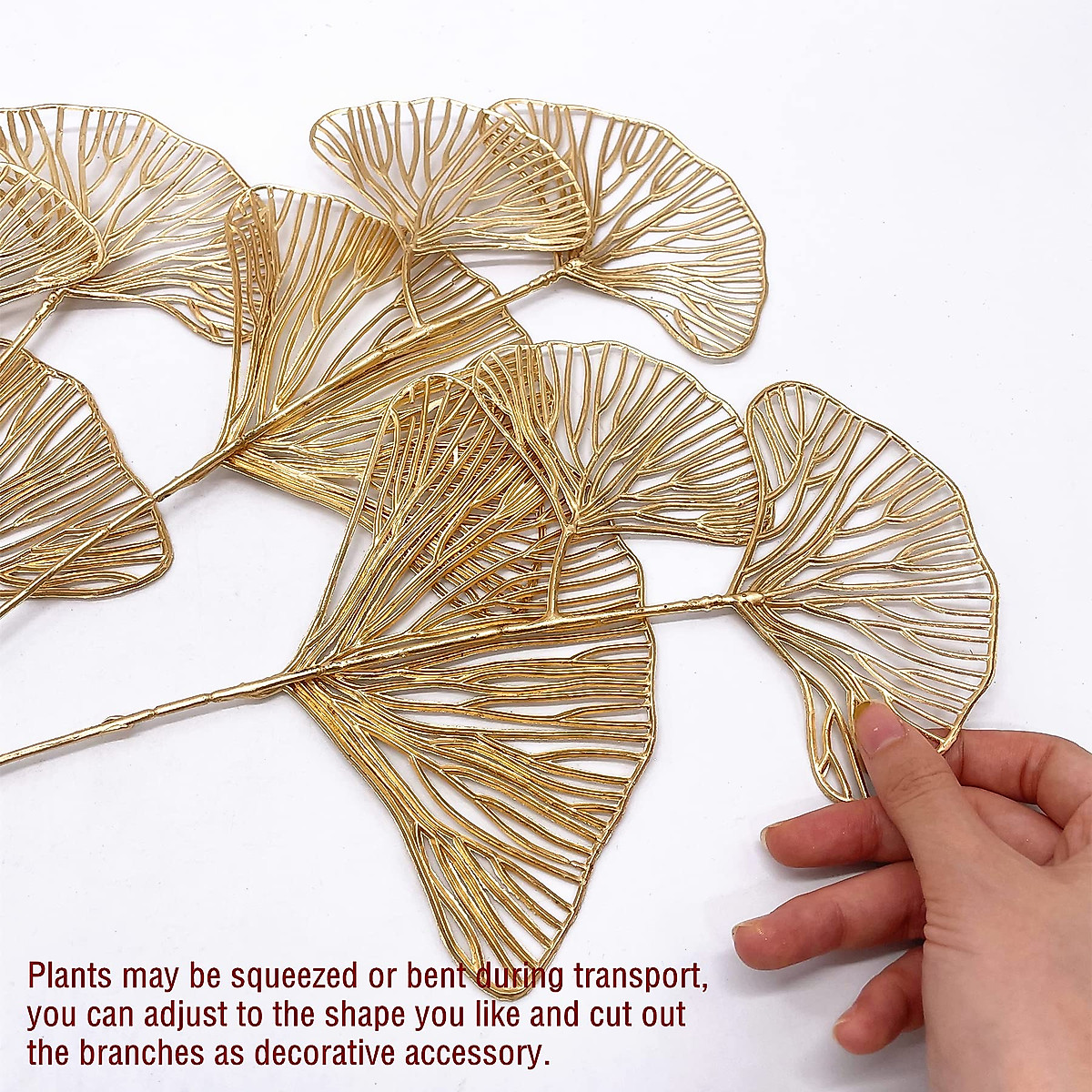 PASYOU Artificial Plants for Christmas Decor, Golden Plastic Grass Fake Shrubs Apricot Leaves Indoor Outdoor Home Garden Party Hotel Verandah Wedding Event Faux DIY Decoration - 26.8 Inch Gold 2 Pack