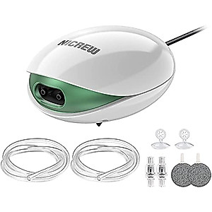 NICREW UFO Aquarium Air Pump, Ultra Silent Air Aerator Pump for Fish Tank, Oxygen Pump with Dual Outlets, Accessories Included, 2.5W