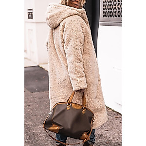 PRETTYGARDEN Women's Warm Winter Coats 2025 Fluffy Fleece Hooded Long Down Jackets Outerwear (Army Green,Large)