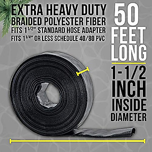 U.S. Pool Supply Black Rhino 1-1/2" x 50' Pool Backwash Hose with Hose Clamp - Extra Heavy Duty Superior Strength, Thick 1.2mm (47mils) - Weather Burst Resistant - Drain Clean Swimming Pools & Filters