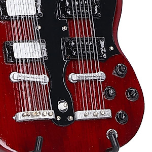 TOTITOM Wood Musical Instrument Ornaments Wooden Miniature Guitar Elegant Mini Electric Guitar Musical Instrument Model with Stand Gift Musical Instrument Model Musical Instruments Model Decor