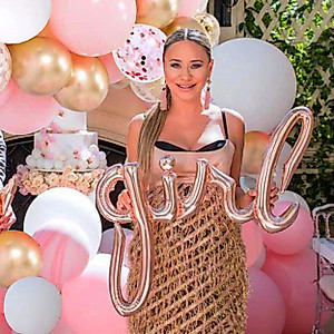 60pcs Pink Gold White Balloons Kit Latex 12 inch Pink Gold Confetti Balloons for Birthday Baby Shower Wedding Engagement Party Decorations