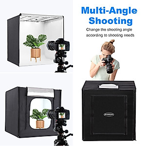 ZKEEZM Photo Studio Light Box Photography 32"x32" with 210 LEDs and 3 Colors Backdrops for Product Photography, Foldable Picture Box with Adjustable Brightness 6000-6500K