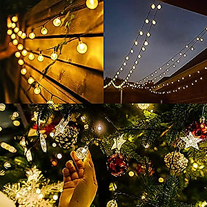 TTKTK Solar String Lights Outdoor with Remote 36 Feet 60LED Crystal Globe Waterproof LED Outdoor Lights Solar Powered 8 Modes Patio Light for Outdoor Garden Lamps for Festive Decoration (Warm White)
