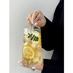 Mohary® 16-Pack Reusable Glass Straws, Clear Glass Drinking Straws, 8.5''x10MM, Set of 6 Straight and 6 Bent with 4 Cleaning Brushes, Perfect for Smoothies, Juice, Milkshakes, Tea