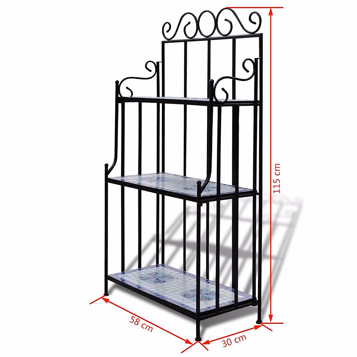 xiannv Plant Stand Display Blue White Mosaic Table, Patio Table Decor, Mosaic Table Outdoor, Mosaic Plant Stand Pattern