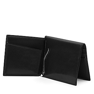 Bosca Men's Wallet, Old Leather Money Clip with Pocket, Black