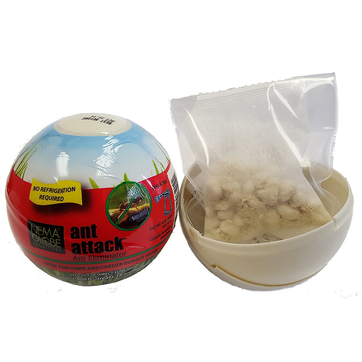 Nema Globe Nematodes Ant Attack, Ideal for Lawn and Garden Borders, Covers 1,000 sq ft, (Approx 10 Million Nematodes) - Ant Eliminator, Treats 16 Ant Nests, No Refrigeration Required
