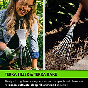 Yard Butler- Garden Kneeler/Seat with Terra Rake and Terra Tiller - Gardening Tools & Supplies Set Perfect for Gardeners - Ergonomic & Durable Designs