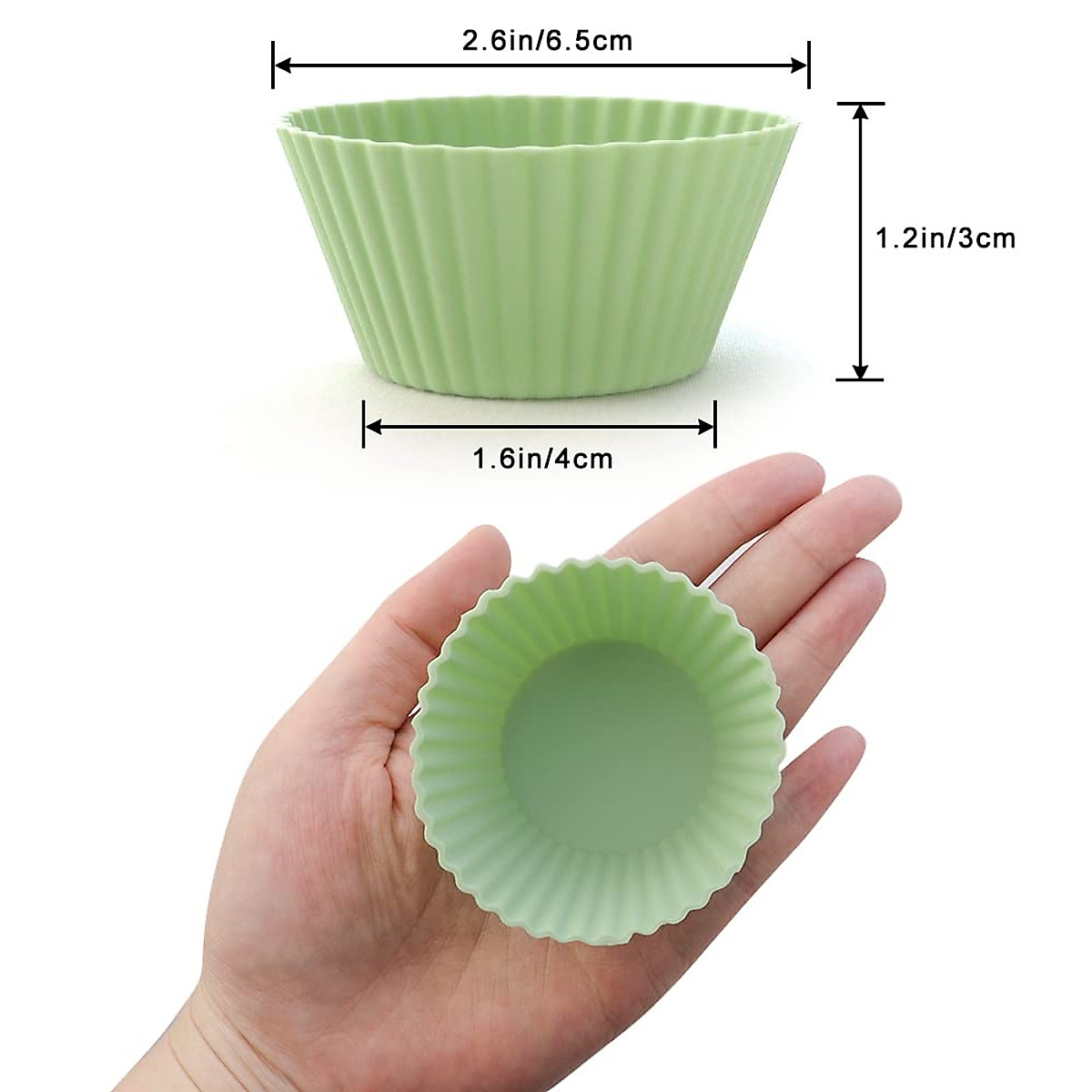 WYBG 24 Pcs Reusable Silicon Muffin Molds Food Grade Silicone Muffin Molders Non-Stick Silicone Cupcake Molds Reusable Cupcake Liners Mini Cake Molds Baking Cups Kitchen Bakeware in 4 Colors