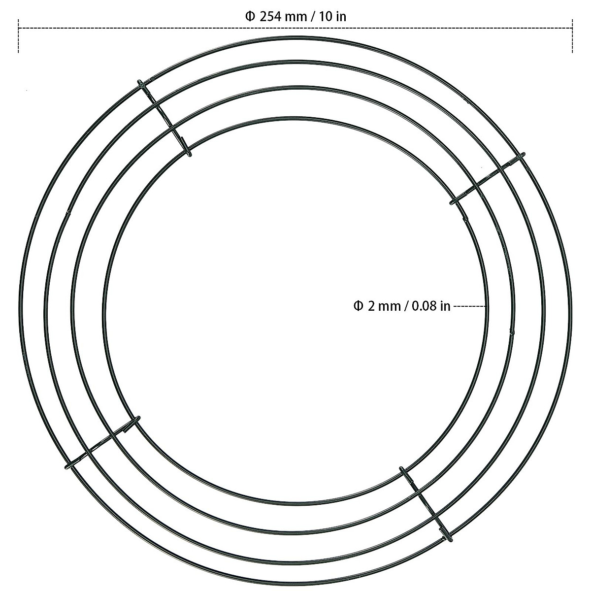 Wire Wreath Frame, ZEONHAK 20 Pack 10 Inches Round Metal Wreath Frame, Wire Wreath Rings for Wedding, Holidays, Home Party Garden Decorations, Valentines, Dark Green
