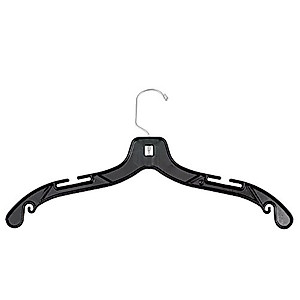 NAHANCO 2900 Extra Large Plastic Shirt/Dress Hanger with Chrome Swivel Hook, Heavy Weight, 19", Black (Pack of 100)