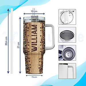 Hyturtle Personalized Hunting Gifts For Men-Deer Hunting Tumbler 40oz with Handle & Straw-Stainless Steel Travel Coffee Cup With Lid Gift For Dad Him Boy Husband-Birthday Christmas Gifts For Hunters