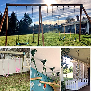 BETOOLL 2400 lb Capacity Heavy Duty Swing Hangers for Wooden Sets Playground Porch Indoor Outdoor & Hanging Snap Hooks Green (2pcs)