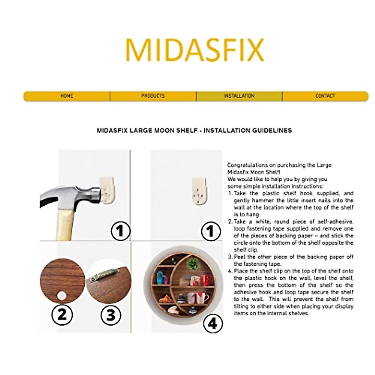 Midasfix Moon Shelf for Crystals, Large 16” Crystal Shelf Display, Essential Oil Shelf. Crescent Moon Shelf for Wall Décor