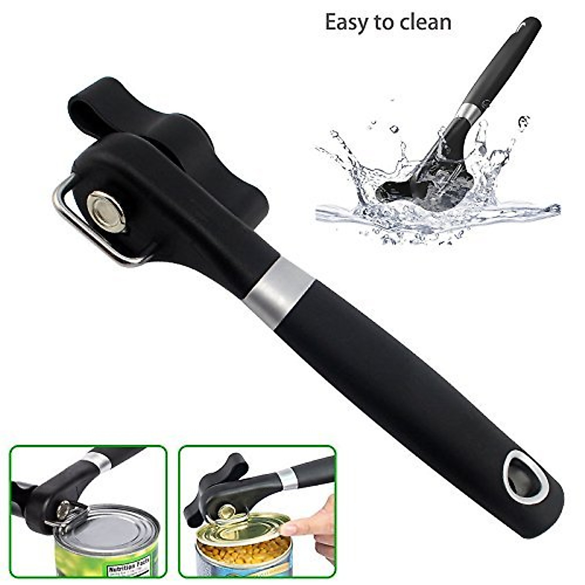 C-buy Safe Cut Can Opener Manual, Upgraded Ergonomic Anti Slip Grips Handle Design, Restaurant Side Cutting Safety Can Opener
