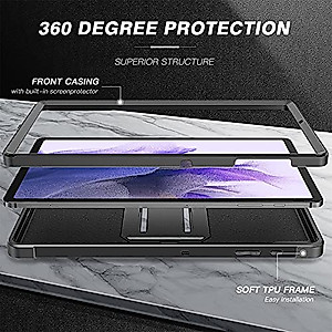 ZtotopCases for Samsung Galaxy Tab S7 FE/S8 Plus/S7 Plus Case,Built-in Screen Protector/S Pen Holder,12.4" Full-Body Heavy Duty Protective Cover for Galaxy Tablet S7 FE 5G 2021/S8+ 2022/S7+ 2020,Black