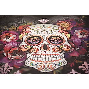 Sweet Gisele Sugar Skull V-Neck T Shirt Day of The Dead Rhinestones Bling for Women Black,Large,Black