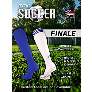 TCK Elite Finale 3 Stripe Soccer Socks (Gold/White, Medium)