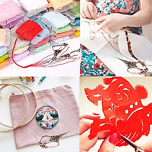 BIHRTC 4.5inch Embroidery Scissors Cross Stitch Scissors with Leather Scissors Cover Stainless Steel Sharp Pointed Tip Sewing DIY Tool for Needlework Artwork Sewing Handicraft