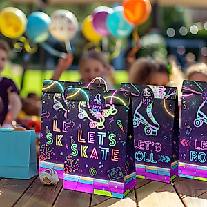 Outego 24 Roller Skating Goodie Bags Glow Party Birthday Bags, Skate favor Bags, Glow Roller Skating Party, Neon Party Supplies