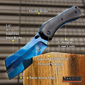 KCCEDGE BEST CUTLERY SOURCE EDC Pocket Knife Camping Accessories Razor Sharp Edge Cleaver Blade Folding Knife for Camping Gear Survival Kit 58649 (Wood Brown)
