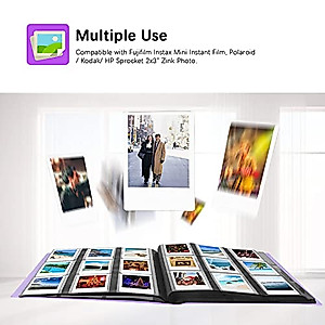 432 Pockets Photo Album for Fujifilm Instax Mini Camera, Polaroid Camera, for Fujifilm Instax Mini 11 12 9 40 Evo Liplay 8 7+ Instant Camera, Photo Album for Polaroid Kodak HP Zink 2x3" Photo (Purple)