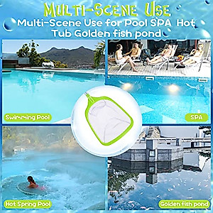 Pool Leaf Skimmer with 17-26 Inch Premium Pole, Pool Leaf Cleaner Net & Portable Swimming Pool Deep Rake Net,Fine Mesh Net, for Outdoor & Indoor Swimming Pools,Hot Tub, Fish Ponds and Spas(Green)