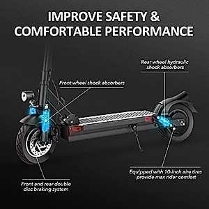JOYOR Y7-S Electric Scooter for Adults, Max 31 MPH and 43.5-56 Miles Long-Range, Dual Suspension, 10 Inch Off-Road Tires Foldable Electric Scooter for Commute and Travel - Black