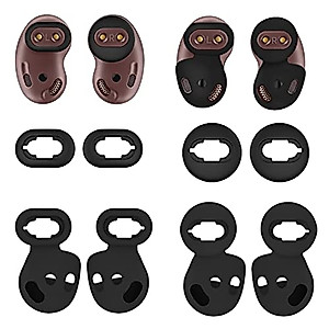 4 Pairs Galaxy Buds Live Ear Tips Ear Hooks Kit Set, Small/Large 2 Size Silicone Anti-Slip Fit in Case Rubber Ear Buds Wings Eartips Compatible with Samsung Galaxy Buds Live - Mystic Black