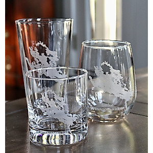 HullSpeed Designs Lake Winnipesaukee- Set of 2 Rocks Glasses - Laser Engraved
