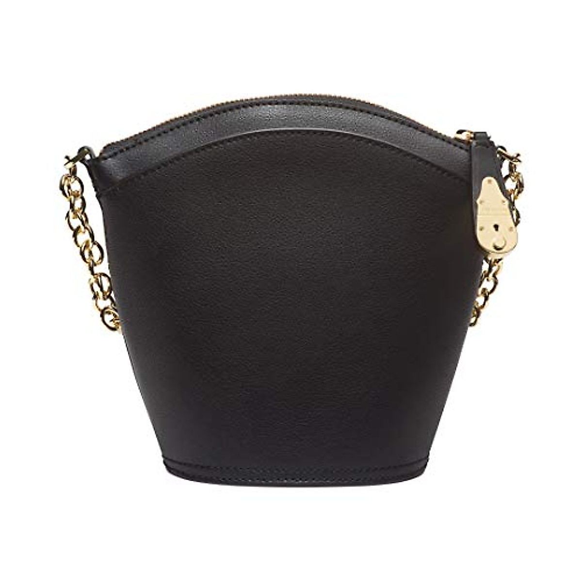 Calvin Klein Statement Series Lock Daytonna Leather North/South Top Zip Crossbody, Black/Gold