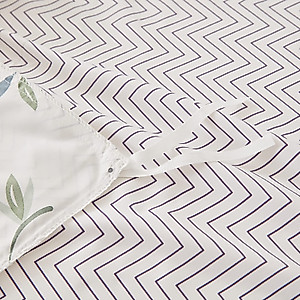 ACCOTIA Green Leaves Duvet Cover Set Queen Size, Botanical Bedding Set 3 Pieces, Ultra Soft Brushed Duver Cover with 2 Pillowcase for All Season (Cream White, Queen)