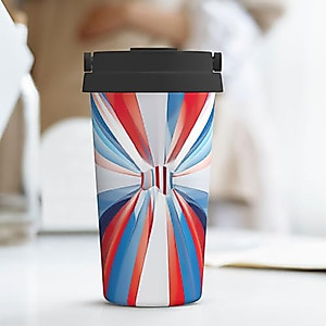 WANGZHAO Red Blue White Gray Stripes Print Double Wall Stainless Steel Vacuum Insulated Tumbler Cup Home Thermal Cup
