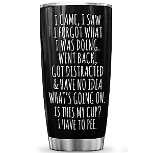 20oz Tumbler With Lid I Came I Saw I Forgot Coffee Mug – Funny Birthday Gifts for Old People Senior Citizens Elderly Grandpa Dad Senior Friends Old Guy Insulated Stainless Steel Tumblers Travel Mug