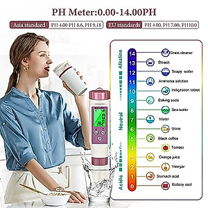 PH Meter Smart Bluetooth Water Tester,7-in-1 Tds Meter/Salinity Tester/pH Meter/EC Meter/Orp Meter/S.G Meter/Temp ph Tester,PH Meter for Water 0.01pH Resolution High Accuracy tds Meter with ATC.
