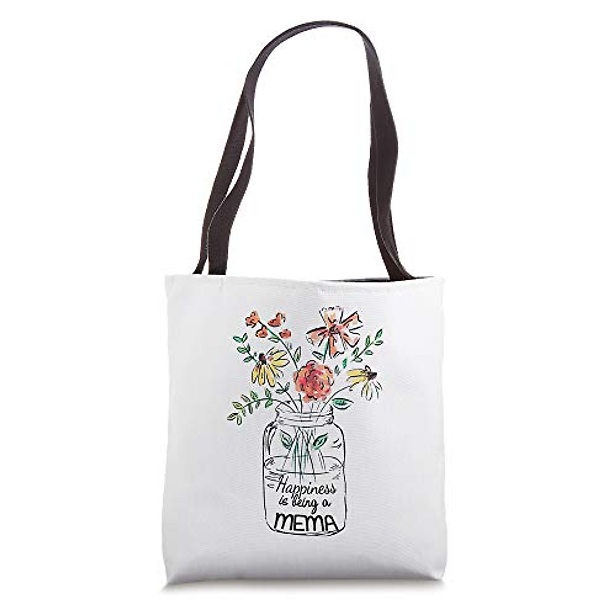 Happiness is Being a MeMa Gifts Floral Tote Bag