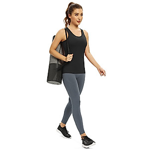 Vislivin Womens Tank Tops with Shelf Bra Racerback Tank Top Stretch Undershirts 3 Packs Bl/Dark Gray/Dark Gray S