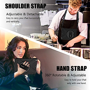 BRAECN for iPad 9th/8th/7th Generation Case, iPad 10.2 2021/2020/2019 Case with Built in Screen Protector, Hand Strap, Swiveling Stand, Carrying Strap, Heavy Duty Rugged Case for iPad 10.2 Inch