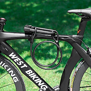 Bike U Lock with Steel Cable and Bike Mount, Duty Bicycle U-Lock, 15mm Shackle and 10mm X1.8m Cable Easily Carried On The Bike Mount. 2 Keys Anti Theft, Black (Color : Black(add Cable))