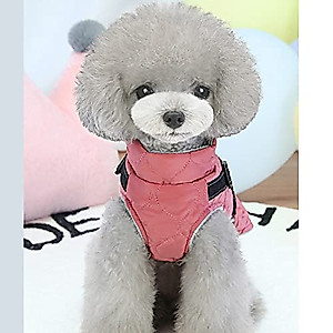 Pet Clothes, Dog Warm Jacket with Harness Winter Puppy 2 in 1 Coat Small Dog Vest Harness with Reflective Costume for Small Medium Dogs (3XL-Rose Red)