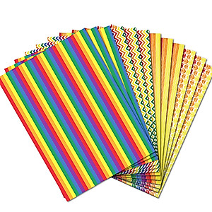 LDGOOAEL Flat Wrapping Paper Sheets -12 Sheets with 4 rainbow Paterns, Gift Wrapping Paper for Holiday, Birthday, LGBT - Pre cut & Folded(19.6" x 27.5“ Per Sheet)