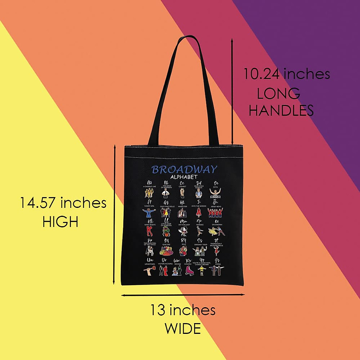 MNIGIU Broadway Musical Tote Bag Broadway Lover Gift Broadway Merchandise Musical Lover Gift (Black)