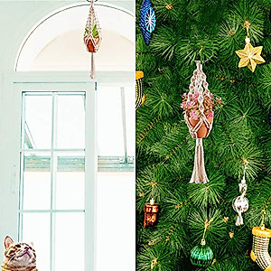 Mini Macrame Plant Hanger with Pot, 3 Pcs Small Hanging Car Plant, Cute Hanging Rearview Mirror Charms, Boho Car Decor, for Plant Lover by MoHern