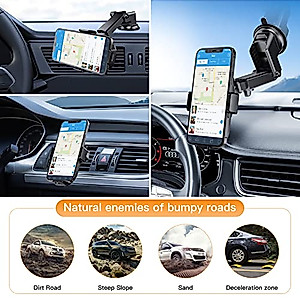 Wireless Car Charger Mount,10W Qi Fast Charging Auto-Clamping Cell Phone Holders, Air Vent Windshield Dashboard Car Phone Mount,Long Arm Suction Cup Phone Holder Compatible with All Mobile Phones